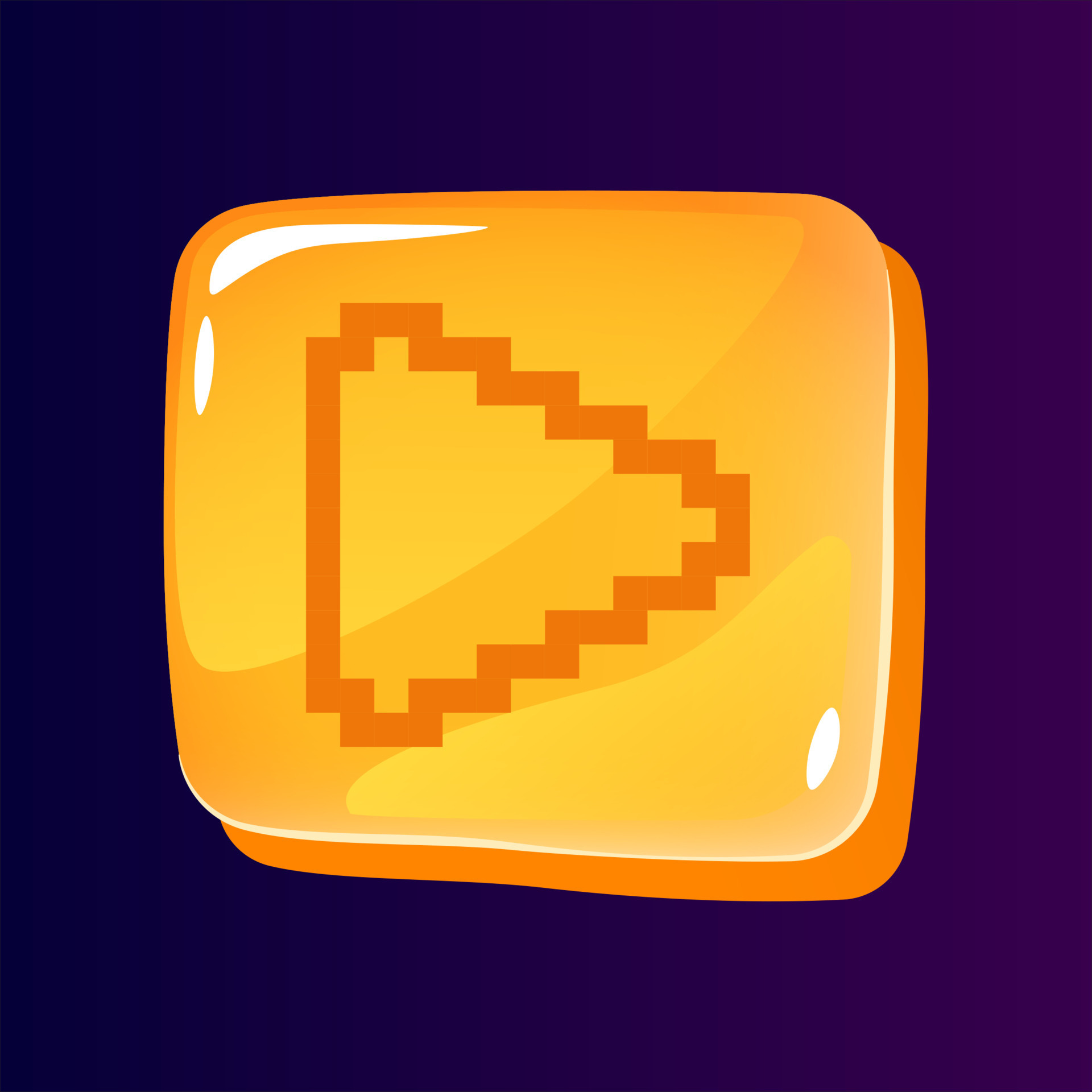 Play glossy ui button with pixelated icon 16090309 Vector Art at Vecteezy