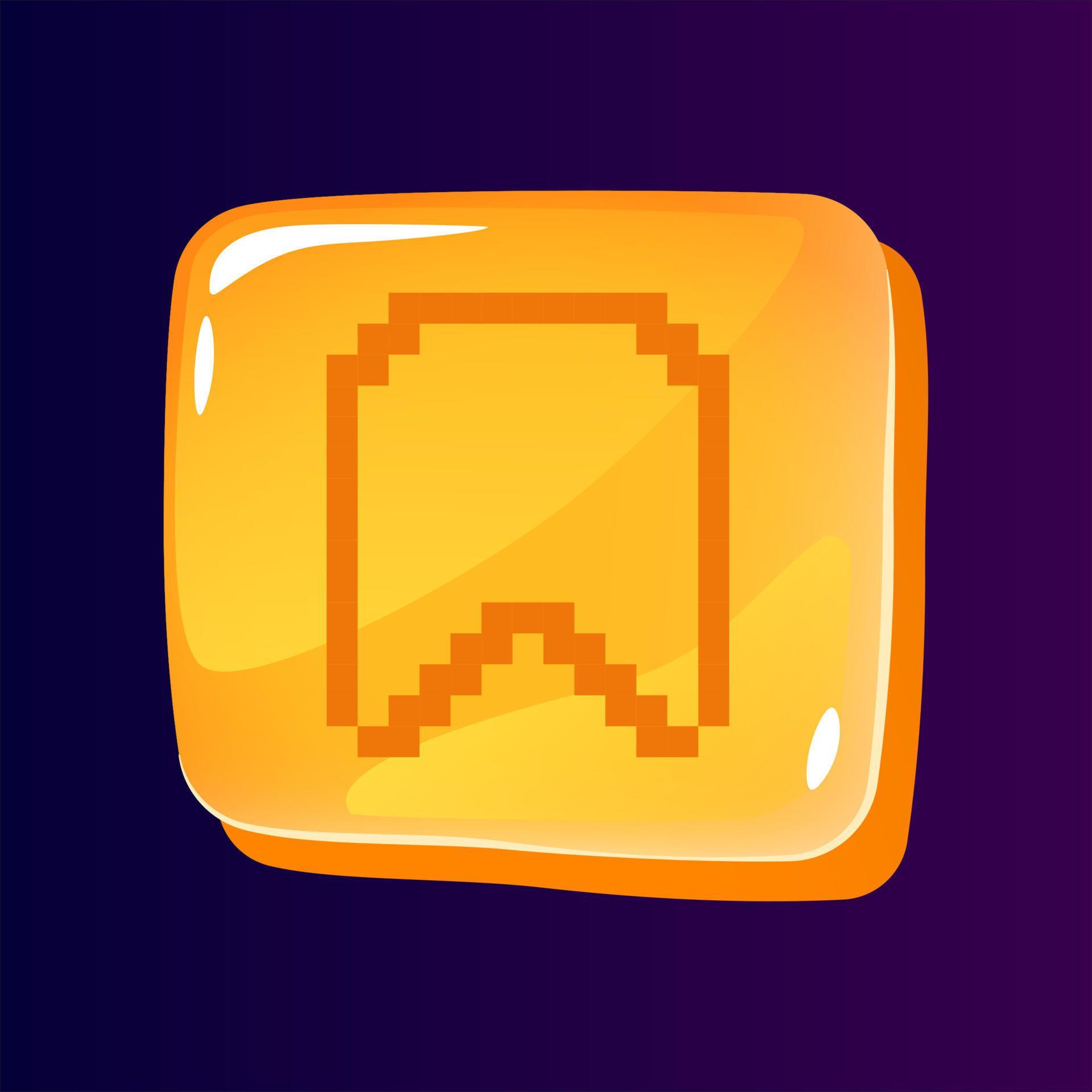 Ribbon mark glossy ui button with pixelated icon 16090312 Vector Art at Vecteezy