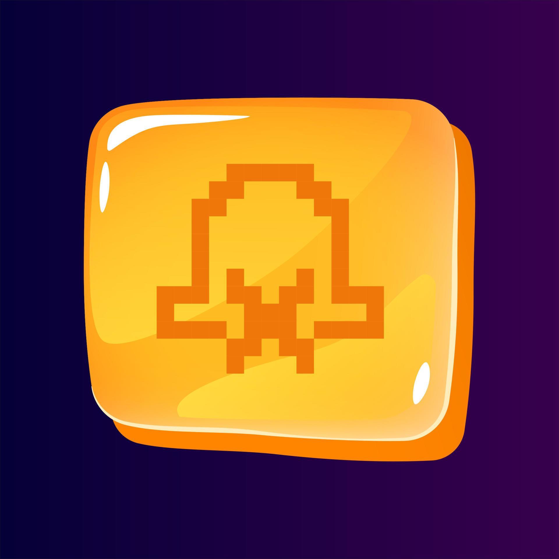 Turned off notifications glossy ui button with pixelated icon 16090328 Vector Art at Vecteezy