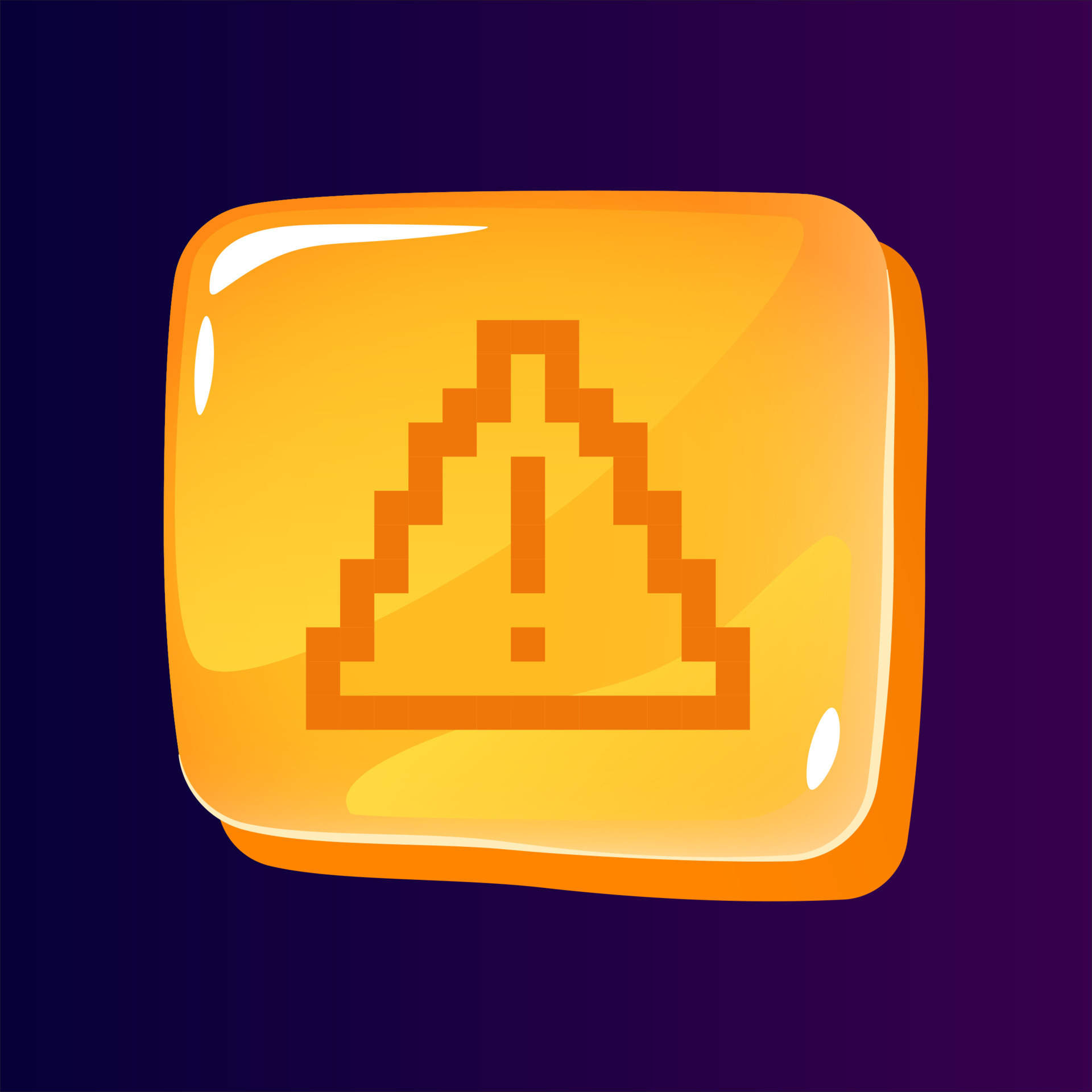 Warning Glossy Ui Button With Pixelated Icon 16090476 Vector Art At