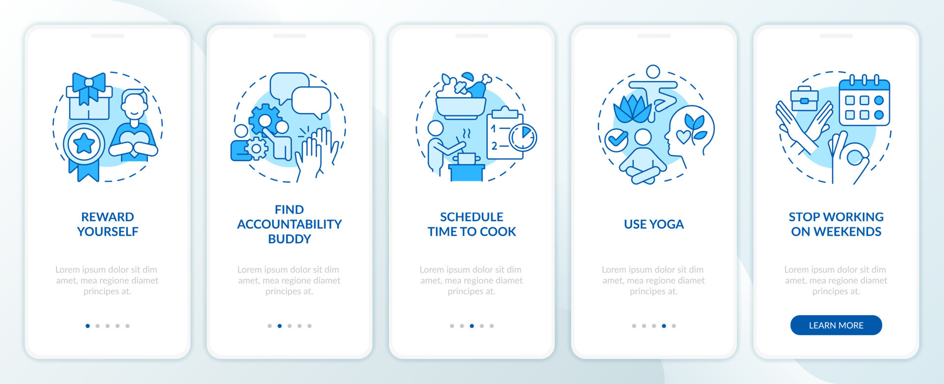 Deal With Work Burnout Blue Onboarding Mobile App Screen 16090545
