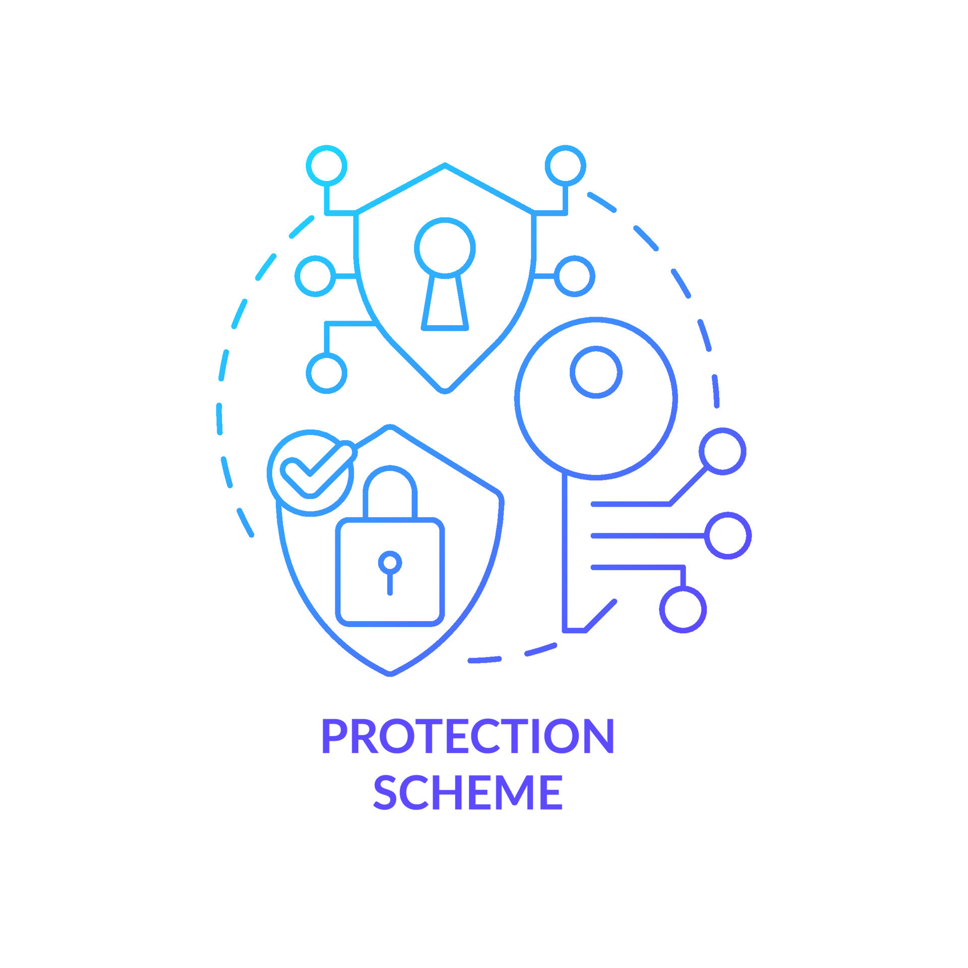 Data protection blue gradient concept icon. App safety. Personal information. Secure online ...