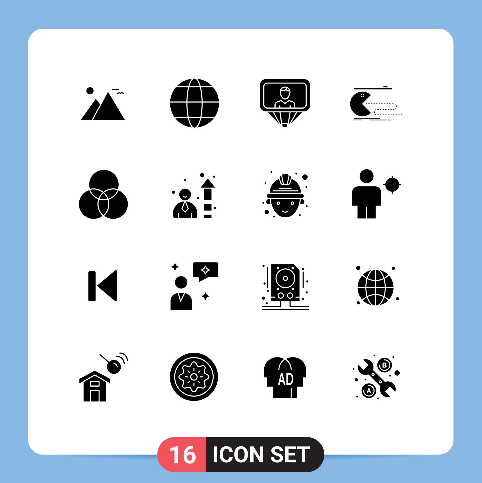 Set Of 16 Modern Ui Icons Symbols Signs For Color Gaming User Game Character Editable Vector