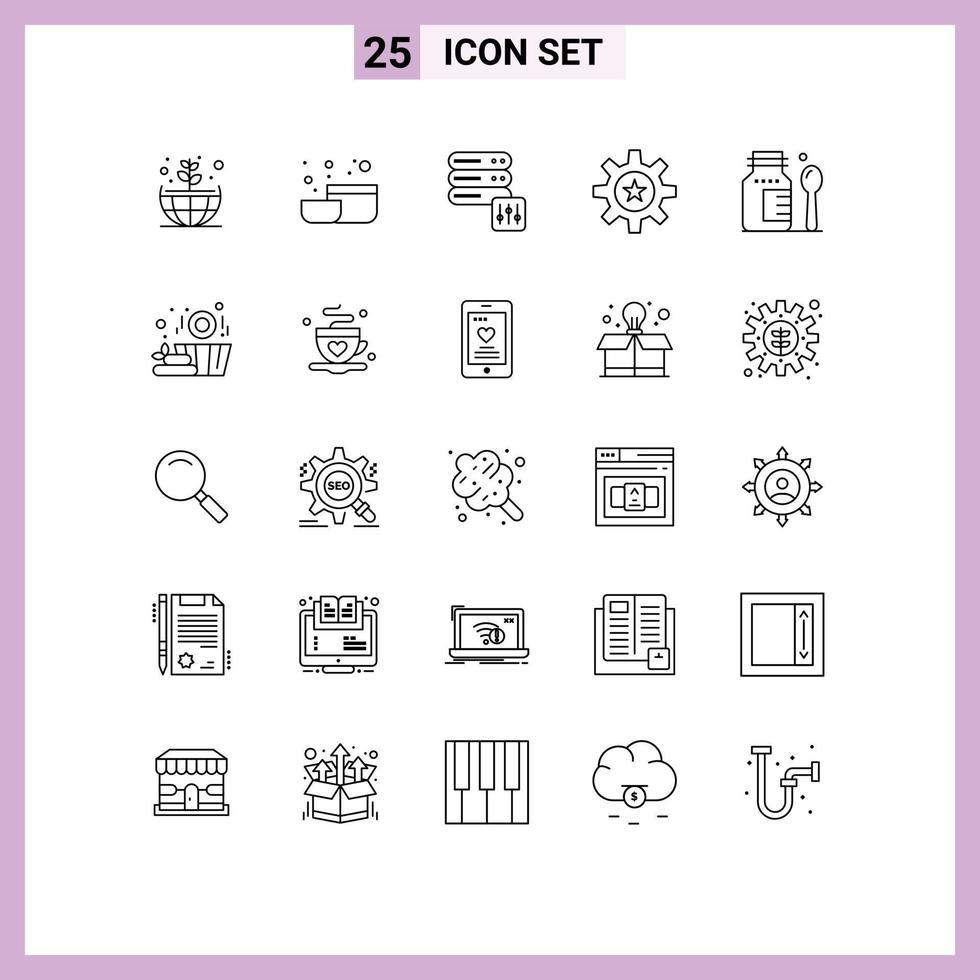 Pack of 25 Modern Lines Signs and Symbols for Web Print Media such as sauna hospital server ...