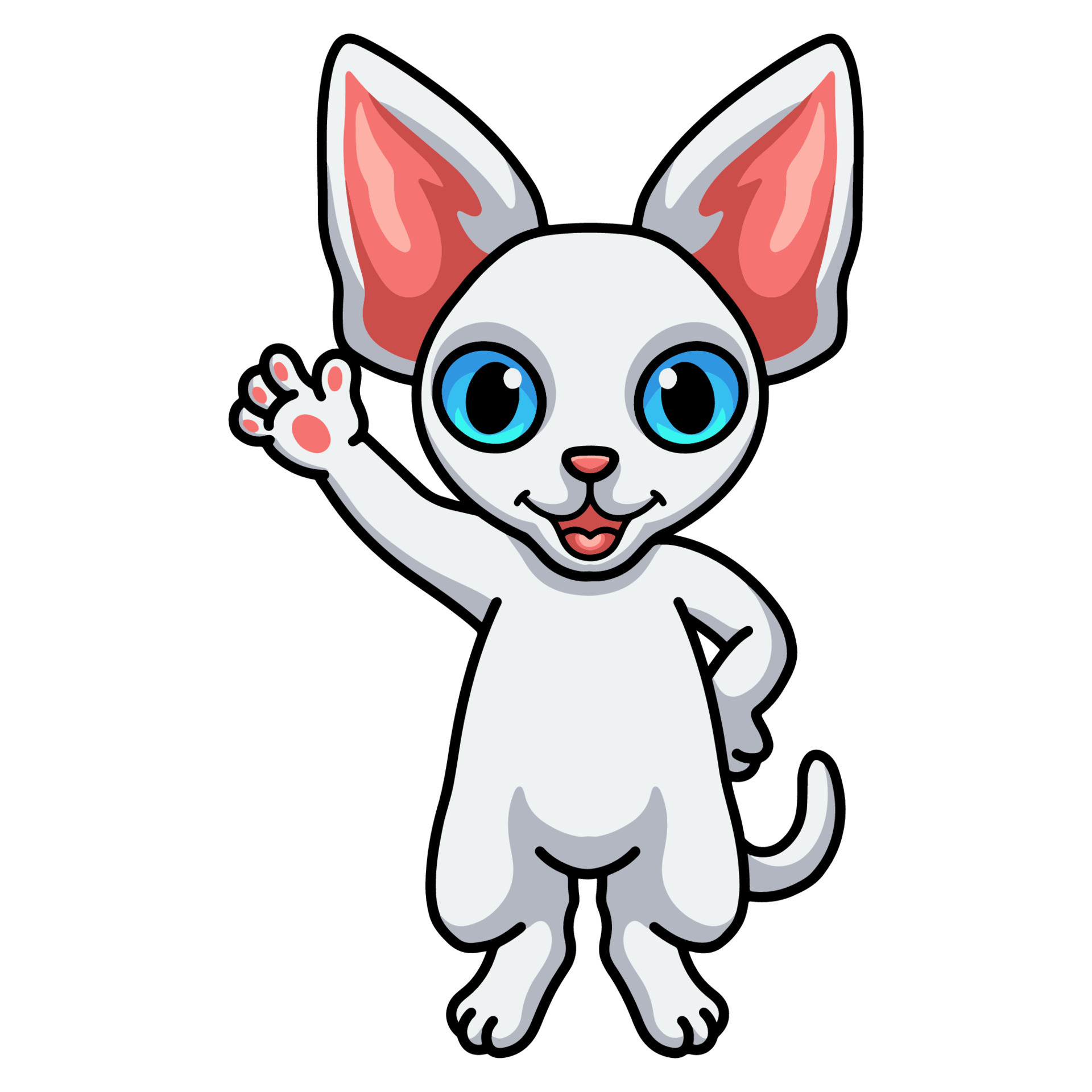 Cute Devon Rex Cat Cartoon Waving Hand 16093169 Vector Art At Vecteezy