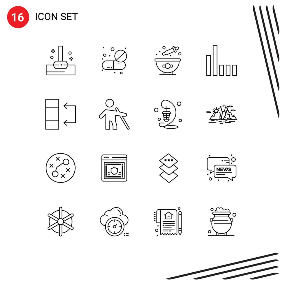 16 Universal Outline Signs Symbols Of Table Data Baking Signal Connection Editable Vector Design