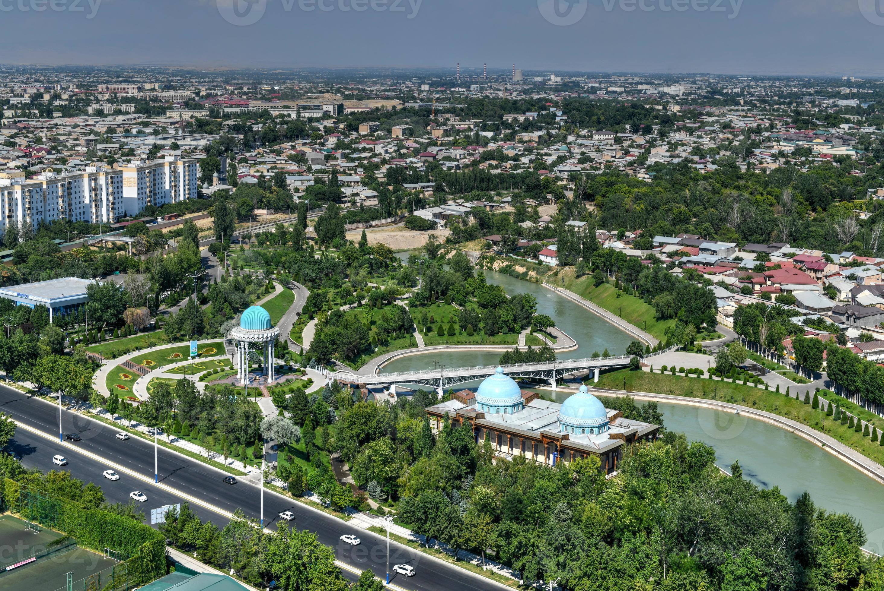 Aerial view of the skyline of Tashkent, Uzbekistan during the day. 16101090 Stock Photo at Vecteezy