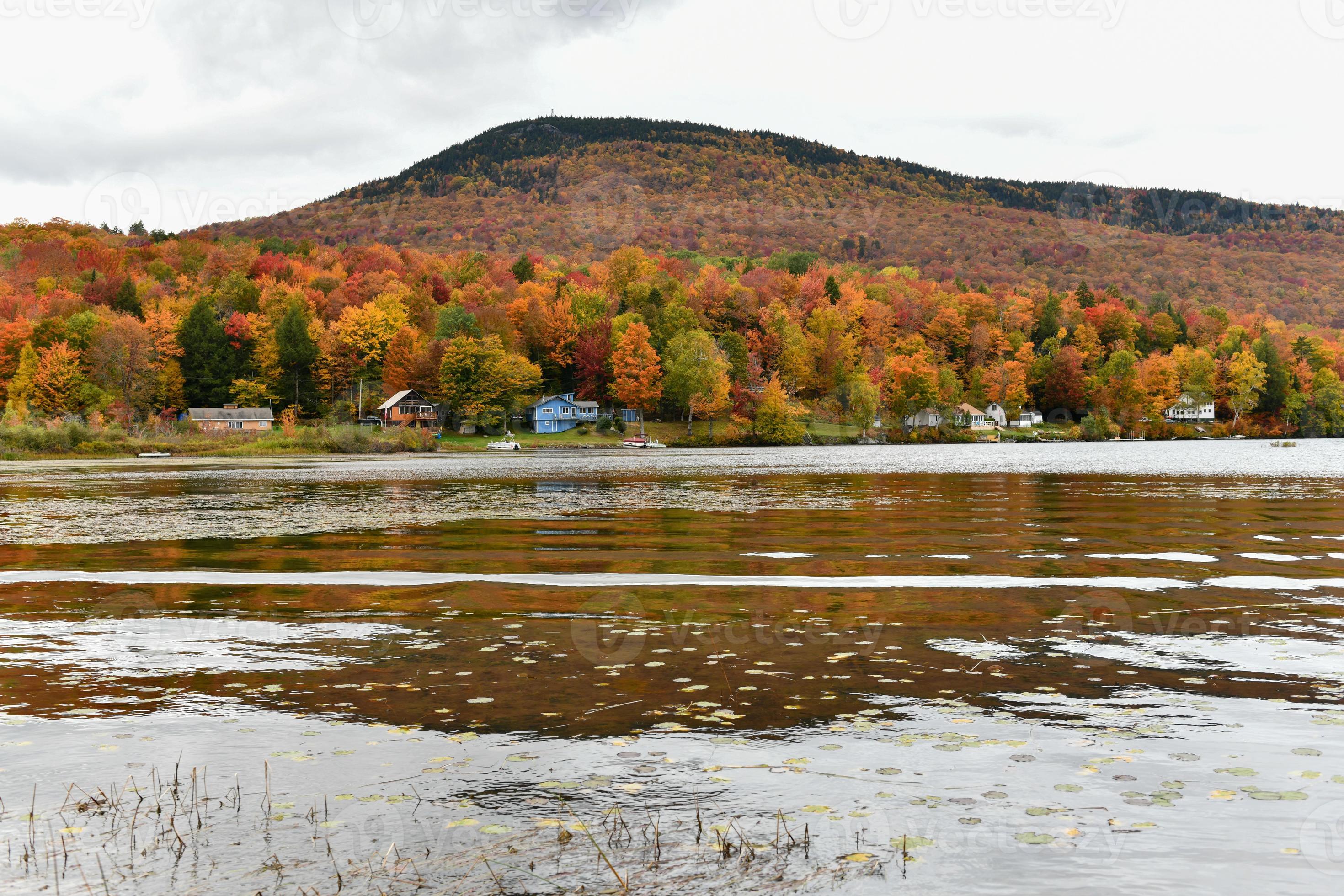 Overlooking of Lake Elmore State Part With Beautiful Autumn Foliage and ... Overlooking of Lake Elmore State Part With Beautiful Autumn Foliage and ...