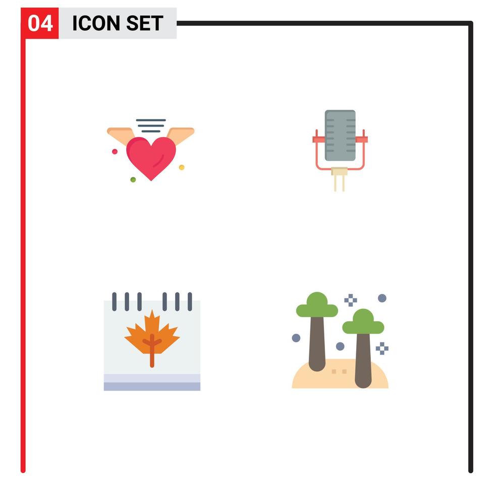 User Interface Pack Of 4 Basic Flat Icons Of Loving Calendar Wedding Record Day Editable Vector