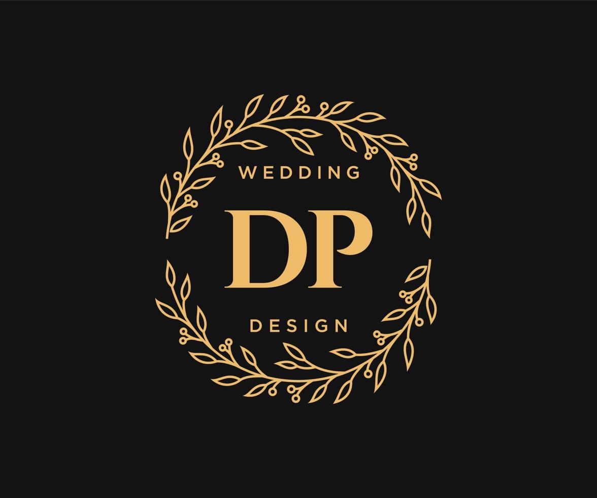 DP Initials letter Wedding monogram logos collection, hand drawn modern minimalistic and floral ...