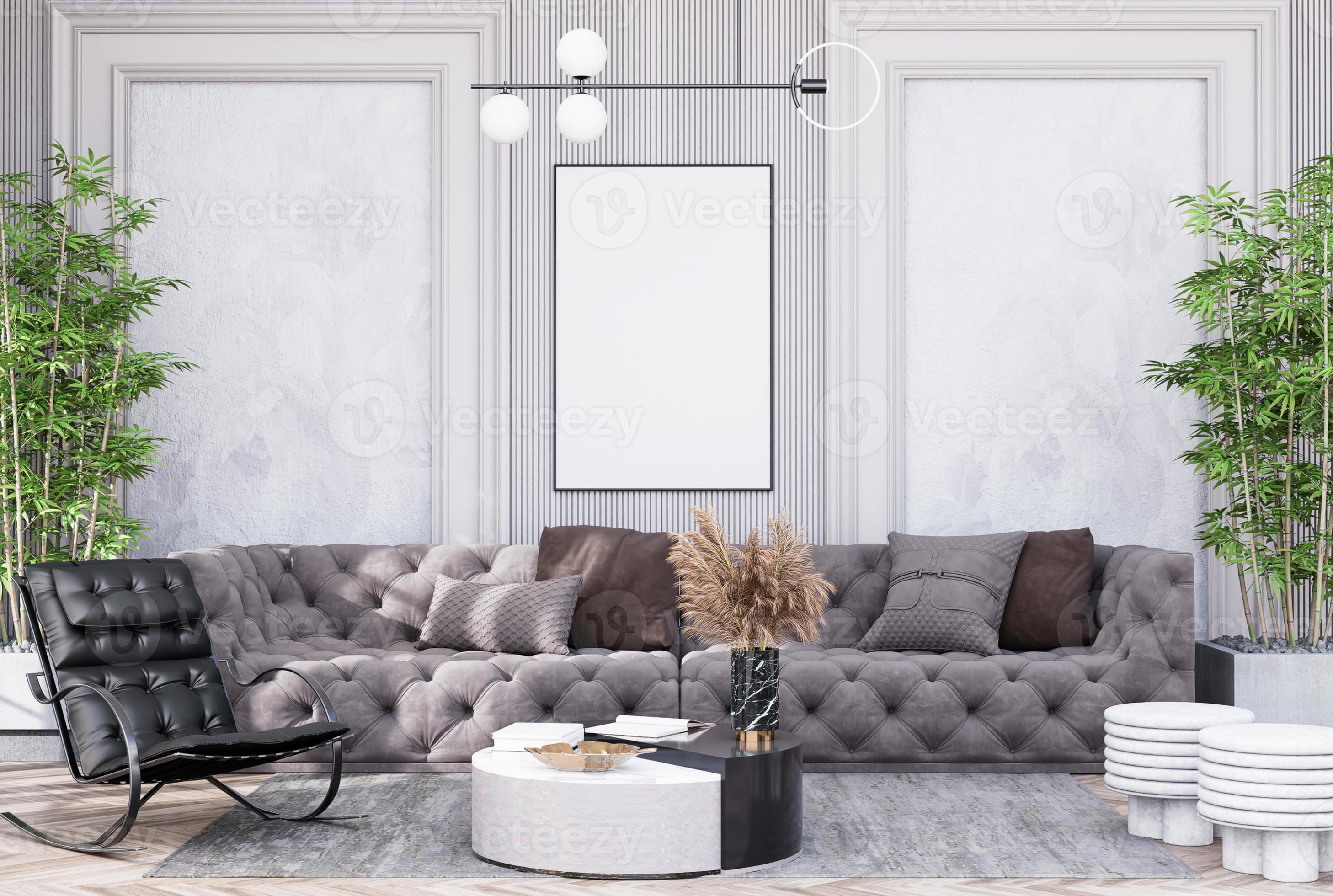 Mock up poster frame in modern interior fully furnished rooms 16109800 ...