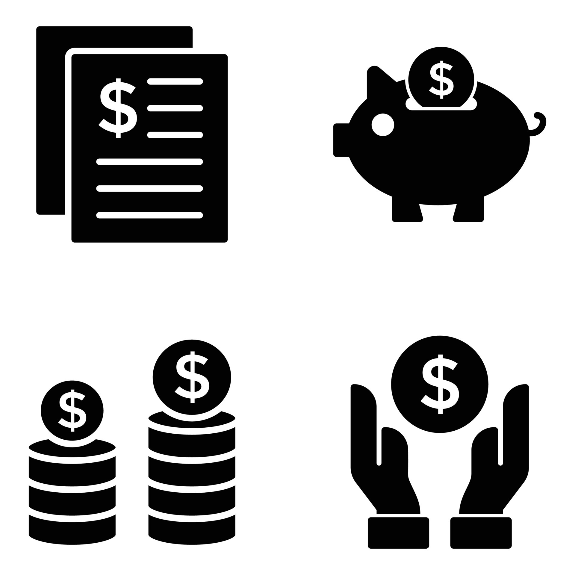 Pack of Finance Icons 16110388 Vector Art at Vecteezy