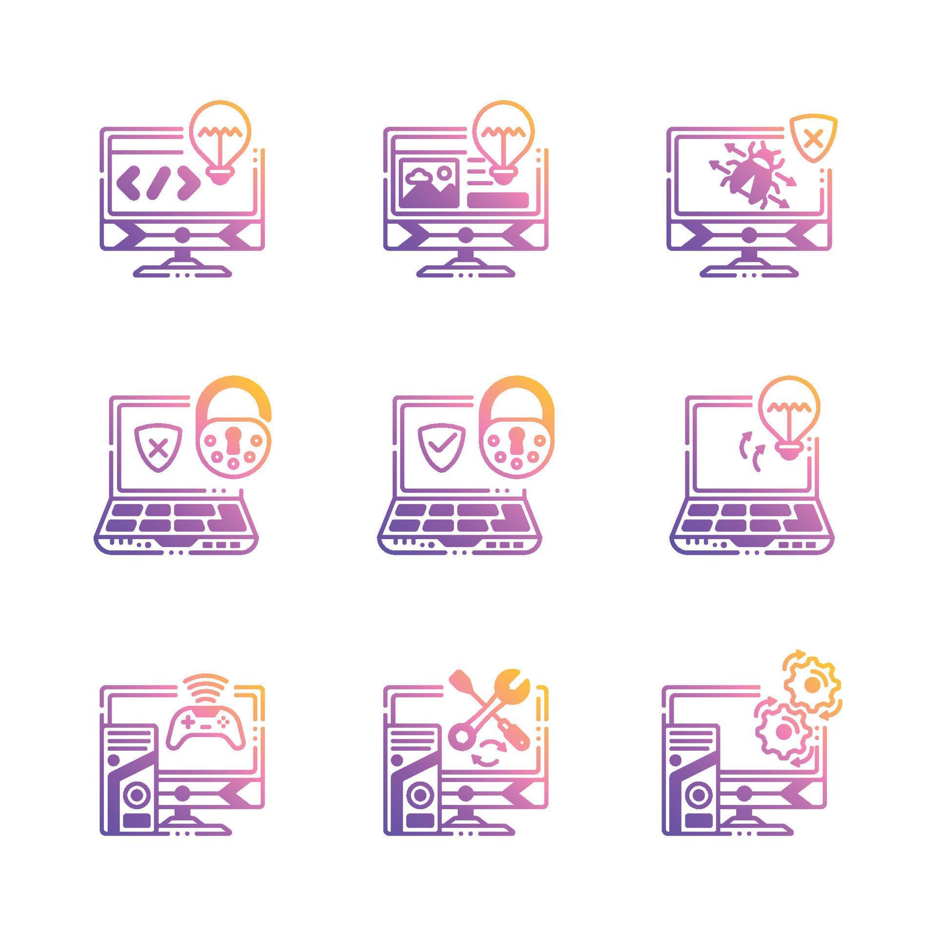 Computer External Hardware Components Filled Gradient Icons 16119499 ... Computer External Hardware Components Filled Gradient Icons 16119499 ...
