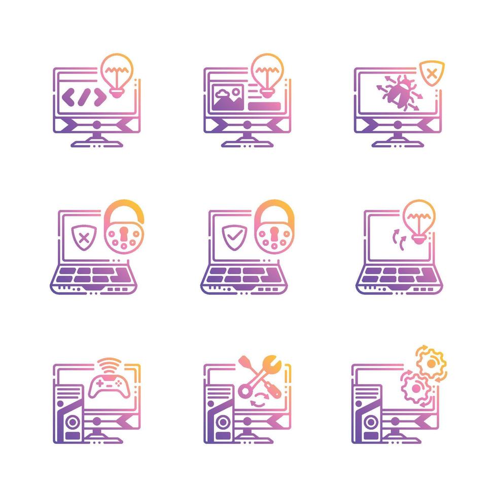 Computer External Hardware Components Filled Gradient Icons 16119499 ...