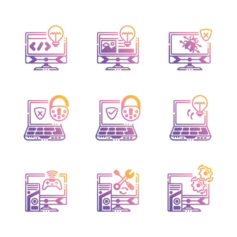 Computer External Hardware Components Filled Gradient Icons 16119499 ... Computer External Hardware Components Filled Gradient Icons 16119499 ...