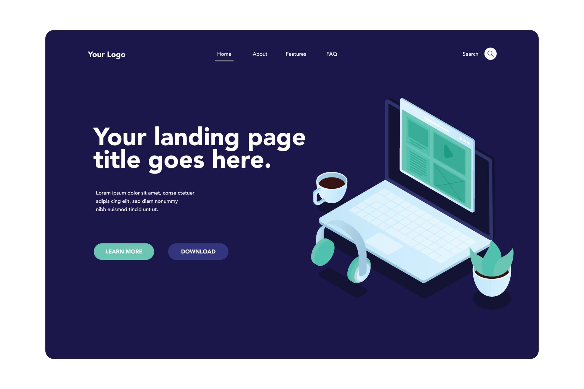 Website Design Landing Page 16119989 Vector Art at Vecteezy