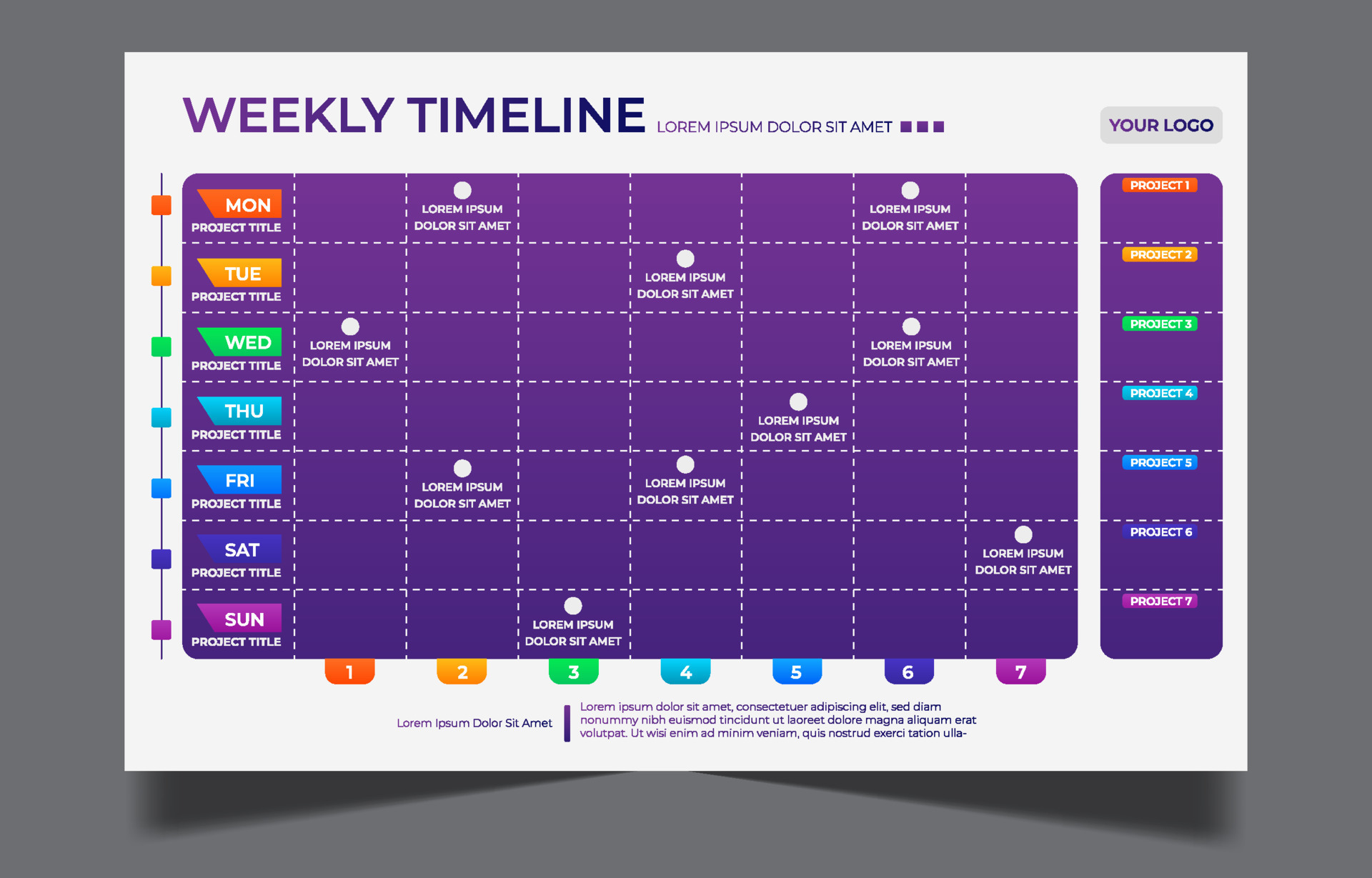 Weekly Timeline Template 16120341 Vector Art at Vecteezy Weekly Timeline Template 16120341 Vector Art at Vecteezy