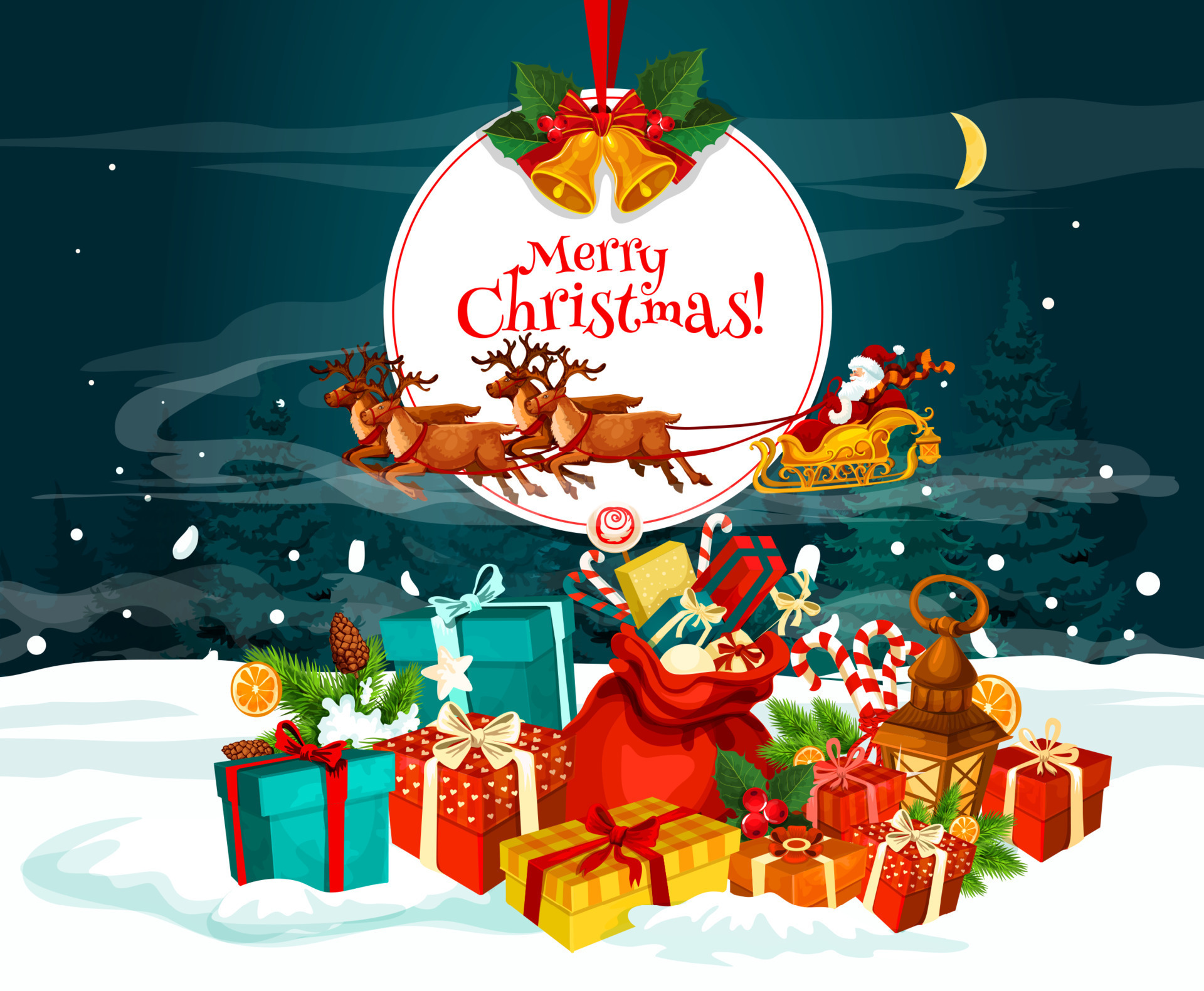 Christmas Greeting Card With Santa T In Snow 16120386 Vector Art At