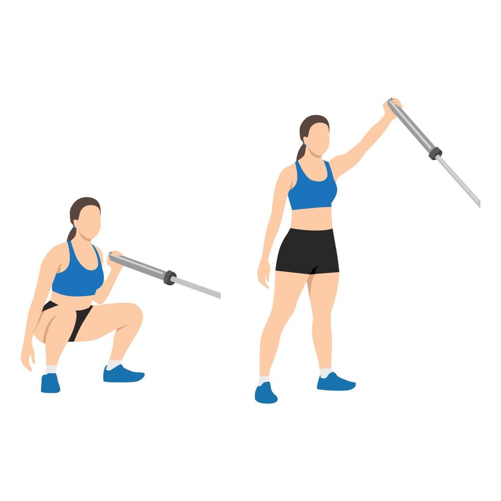 Woman Doing Landmine Shoulder Press T Bar Presses Exercise Flat Vector Illustration Isolated