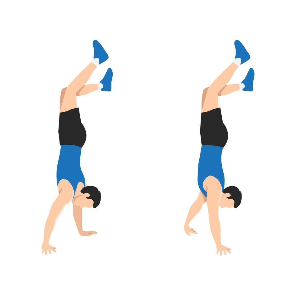 Man Doing Handstand Walks Or Hand Walking Exercise Flat Vector Illustration Isolated On White
