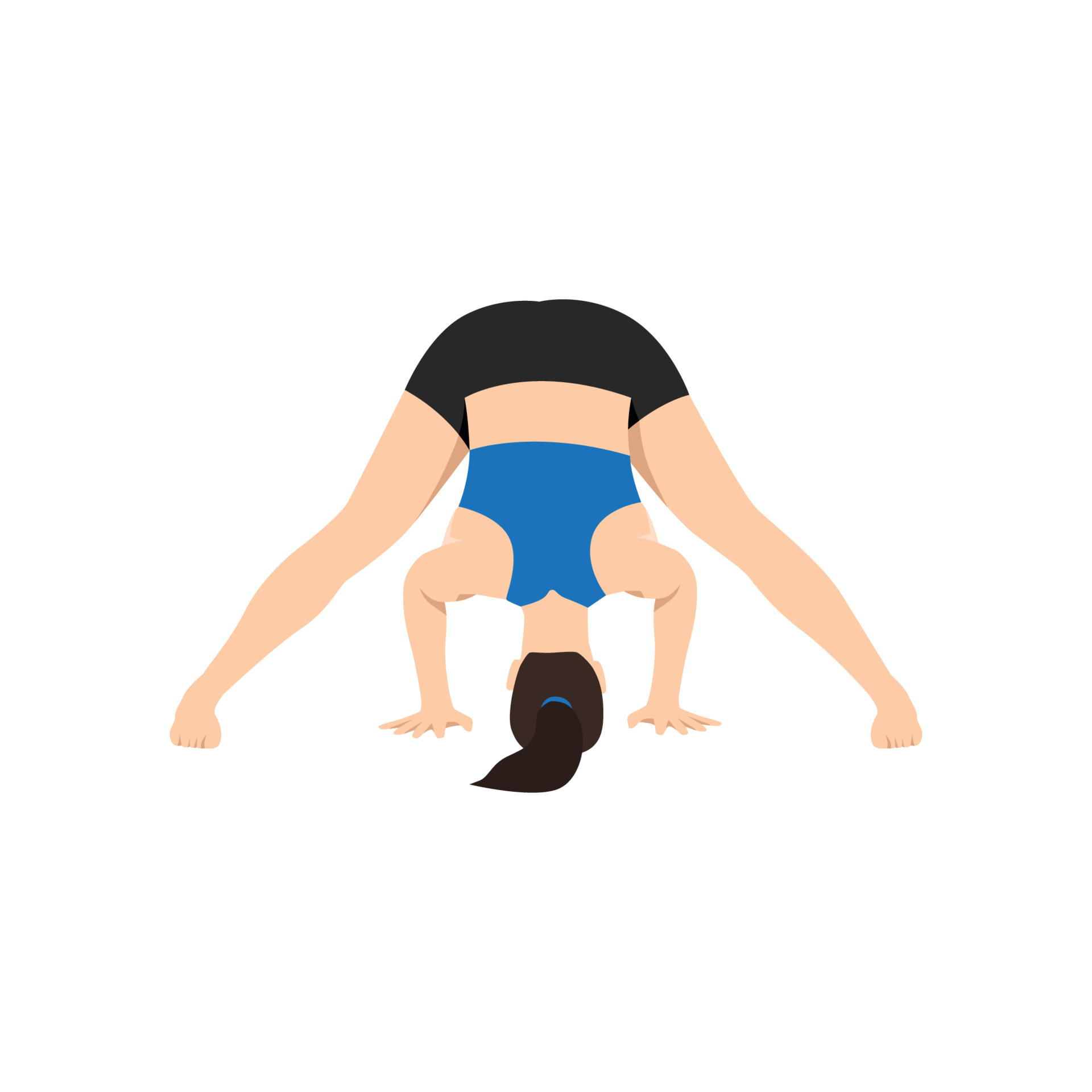 mujer haciendo ejercicios de prasarita padottanasana con piernas anchas hacia adelante ...