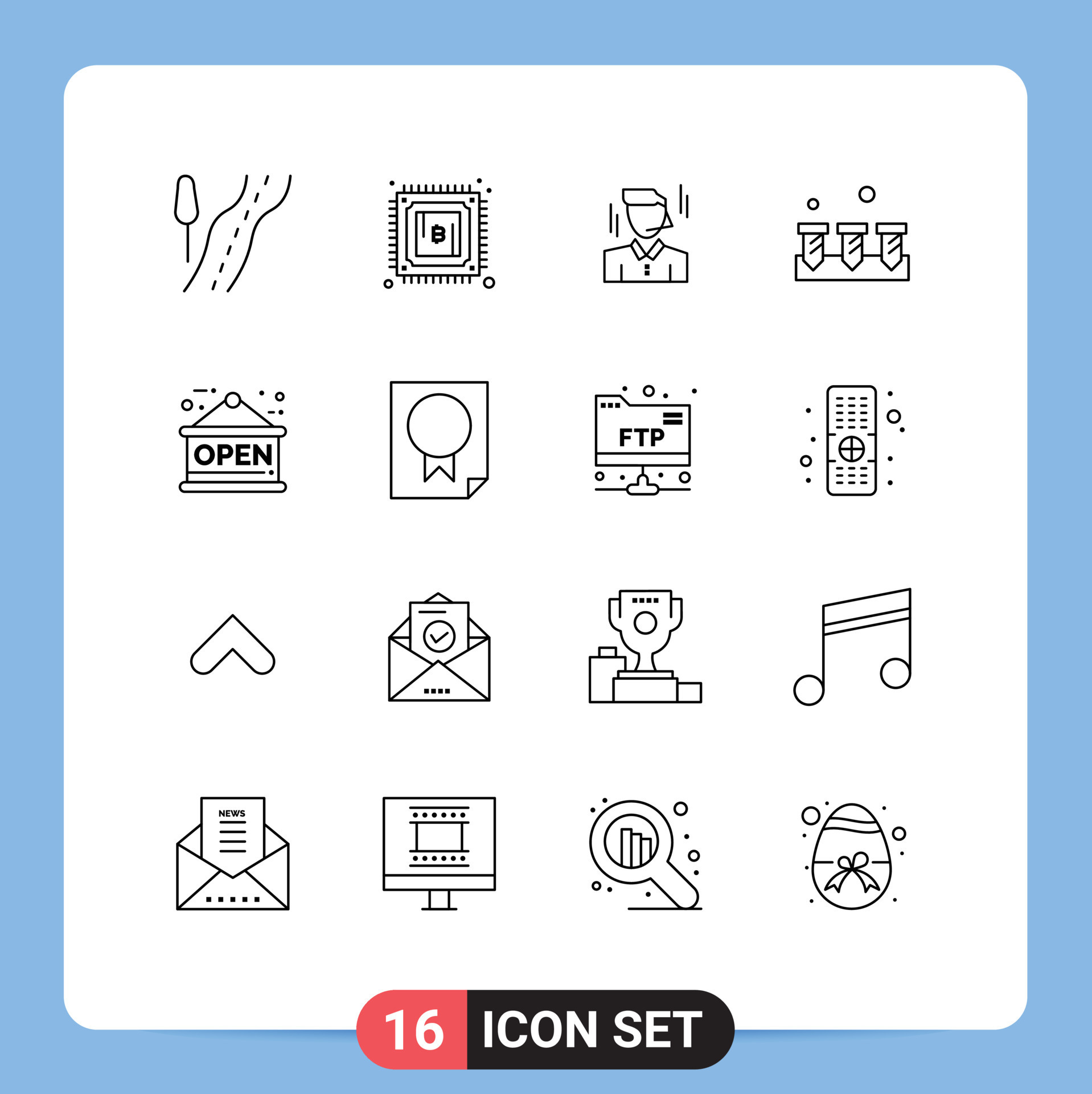 User Interface Pack Of 16 Basic Outlines Of Award Open Worker Board