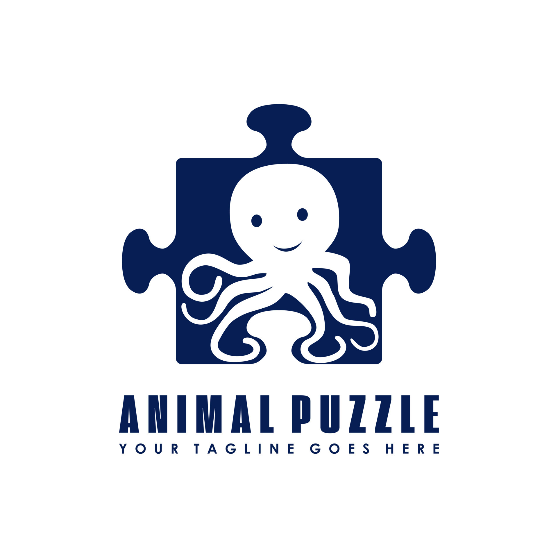 Puzzle Shape With Octopus Image Graphic Icon Logo Design Abstract Concept Vector Stock Can Be
