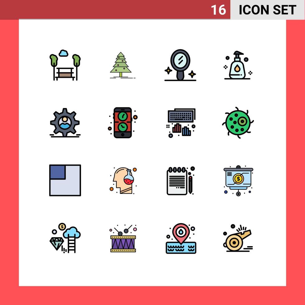 16 Universal Flat Color Filled Lines Set For Web And Mobile Applications App Security Interior