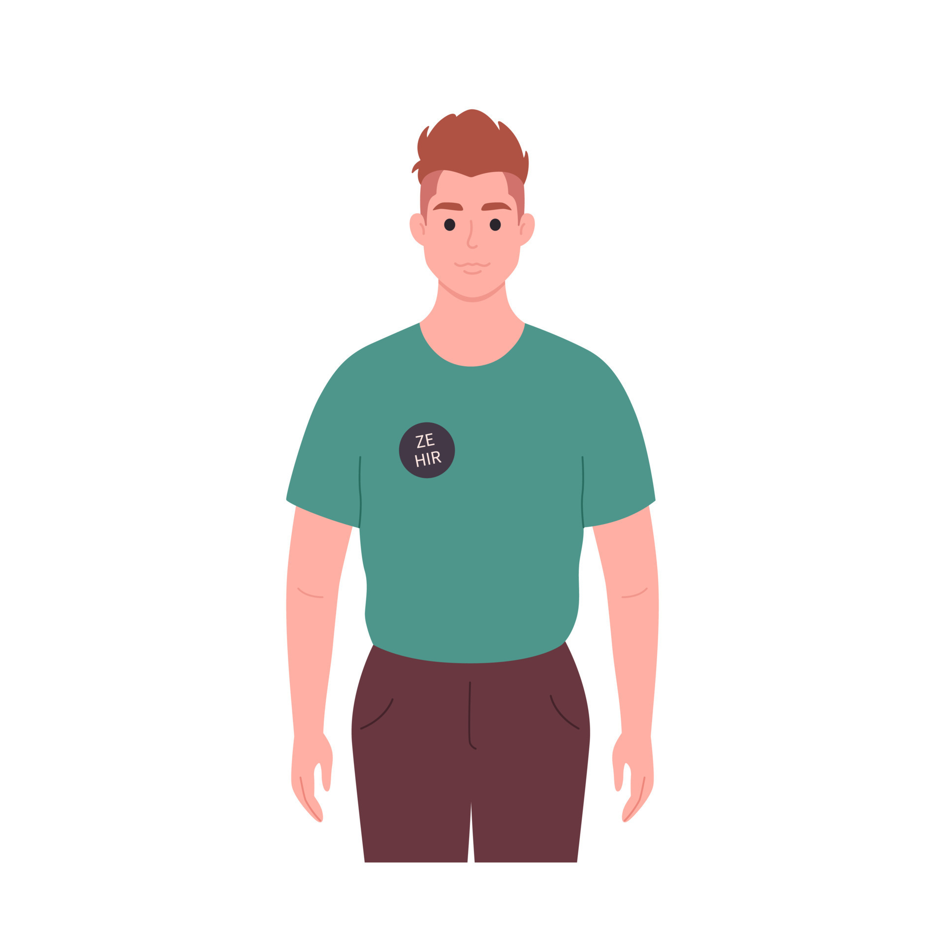 Young Character With Gender Pronouns Pin She He They Non Binary Gender Neutral Movement