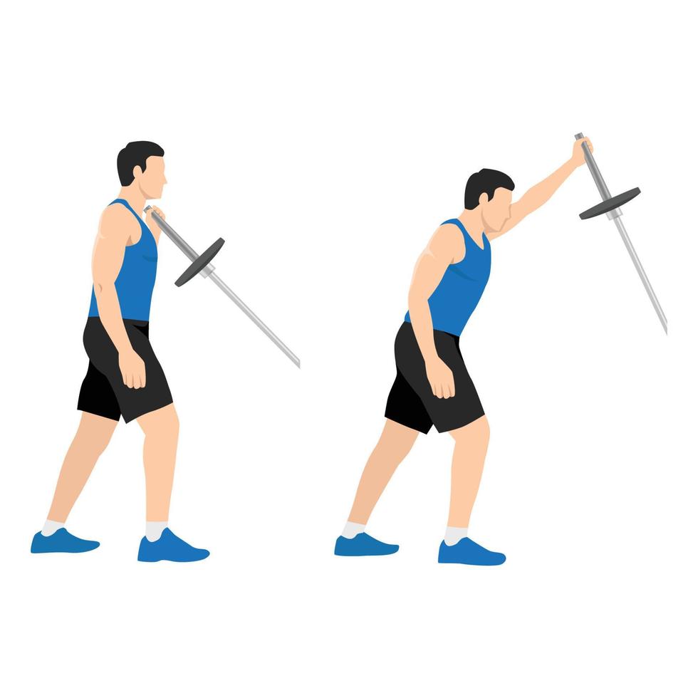 Man doing Landmine Shoulder Press exercise.Flat vector illustration ... Man doing Landmine Shoulder Press exercise.Flat vector illustration ...