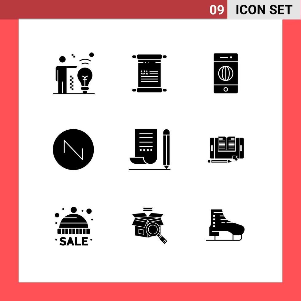 Set of 9 Modern UI Icons Symbols Signs for notepad note pad electronics ...