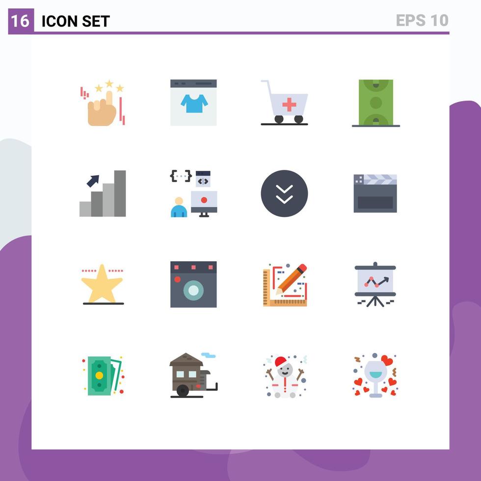 Set of 16 Modern UI Icons Symbols Signs for business sports trolley game basketball Editable ...