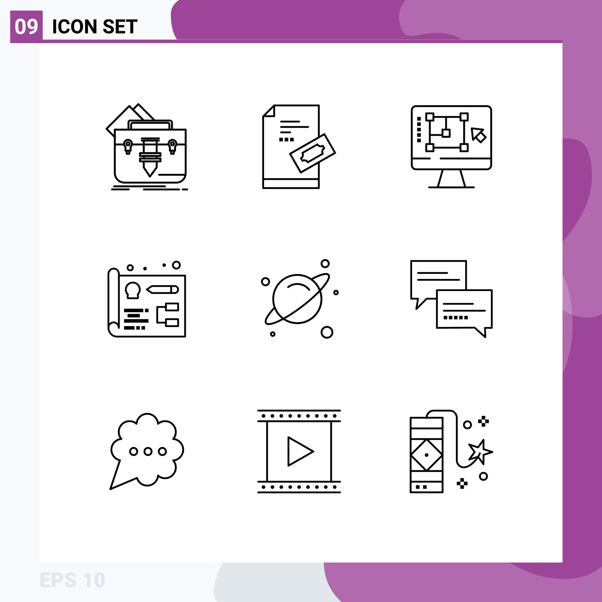 Set of 9 Modern UI Icons Symbols Signs for web designing pad increase ...