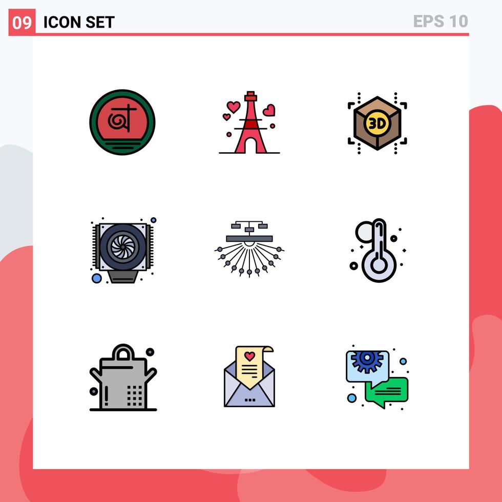 9 Universal Filledline Flat Colors Set For Web And Mobile Applications Structure Site Cube