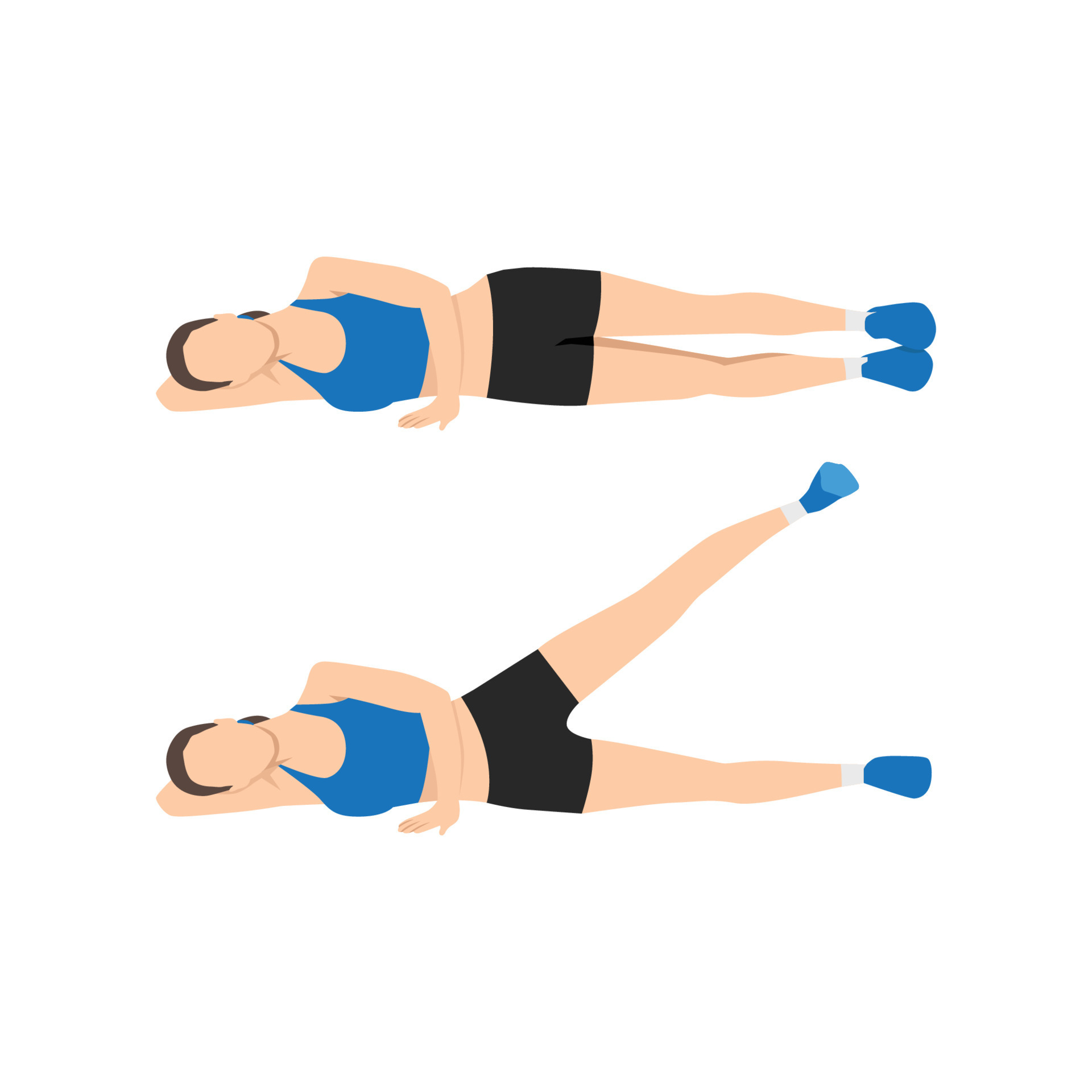 Woman Doing Lying Side Leg Lifts Or Lateral Raises Hip Abductors Or Adductors Leg Raise