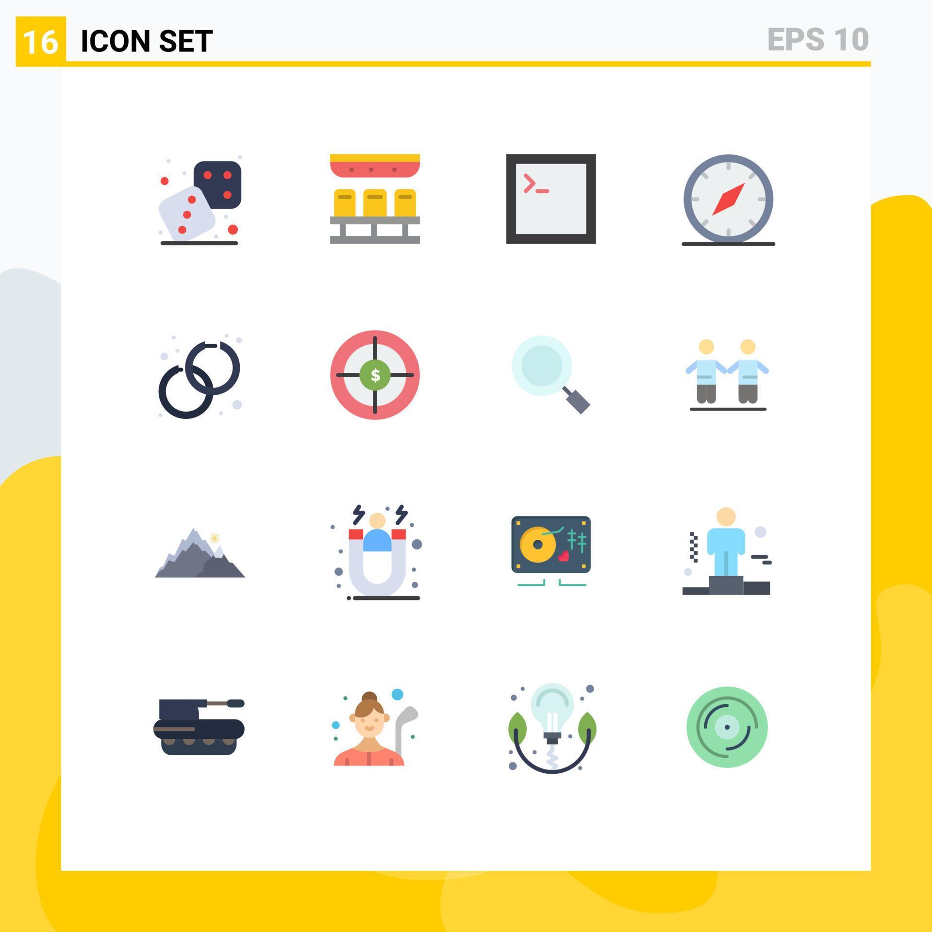 User Interface Pack Of 16 Basic Flat Colors Of Accessory Navigation Code Location Direction