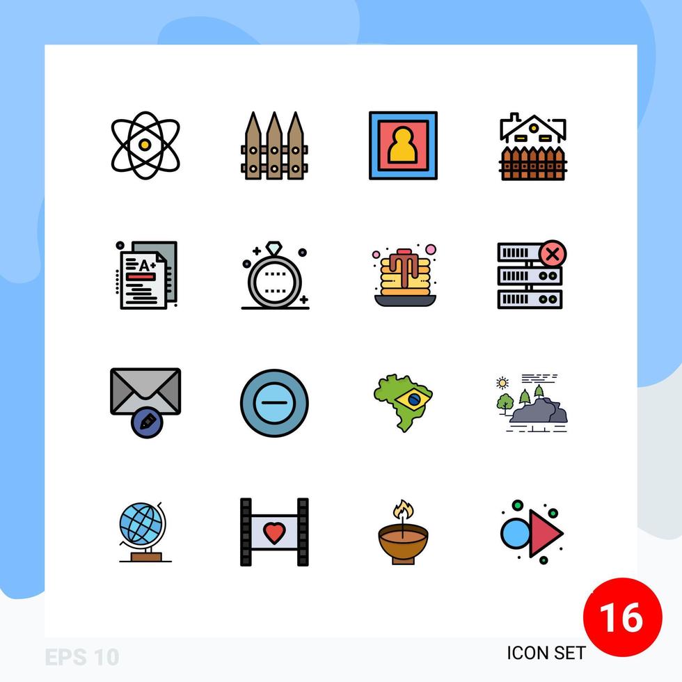 Group Of 16 Flat Color Filled Lines Signs And Symbols For Test Fence Photo Construction