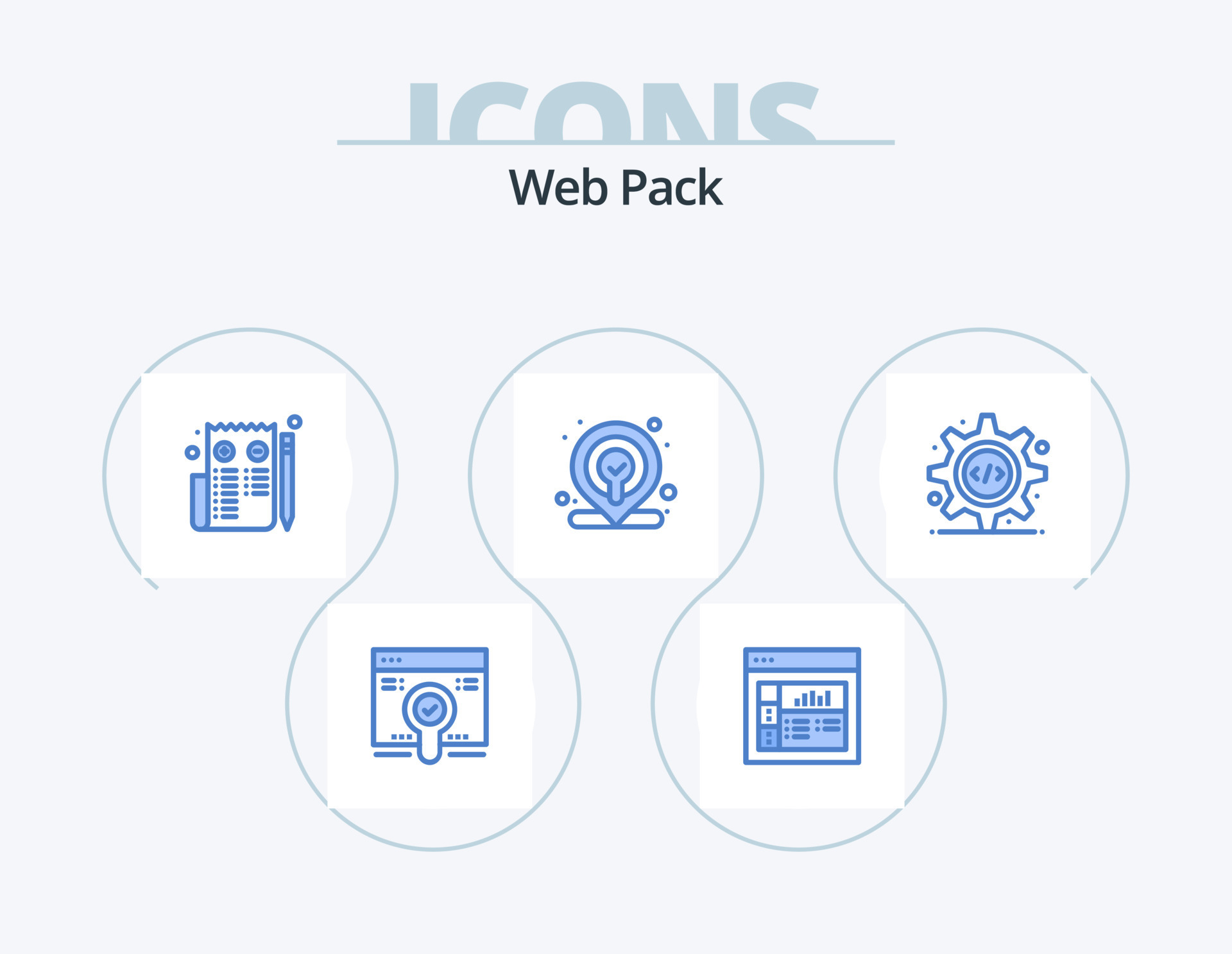 Web Pack Blue Icon Pack 5 Icon Design. gear. programming interface ...