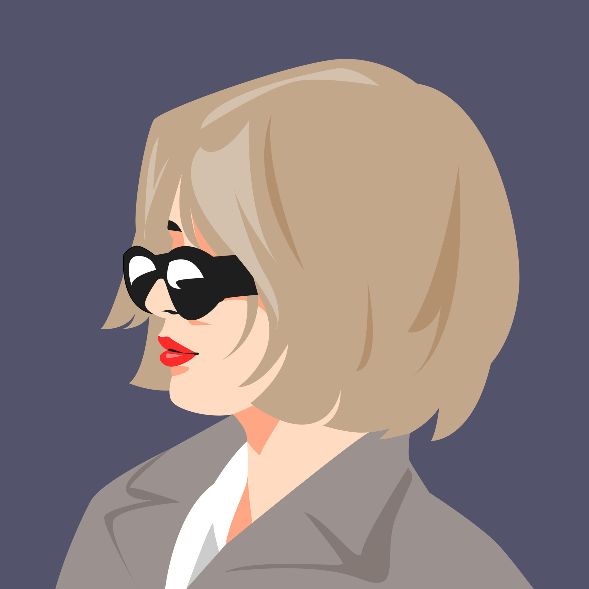 Portrait Of A Beautiful Girl Face Side View Short Hair Wearing