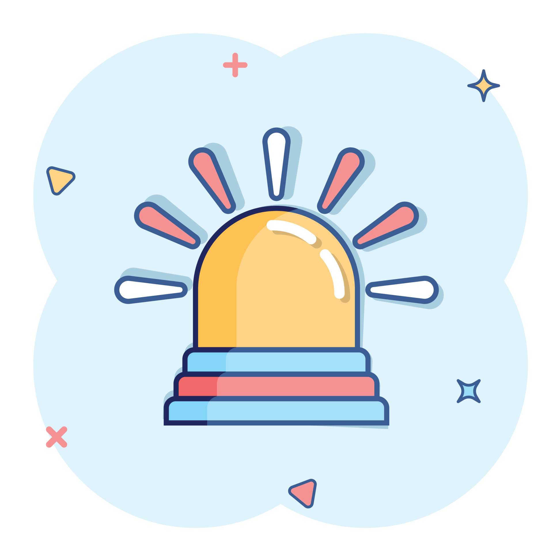 Emergency alarm icon in comic style. Alert lamp cartoon vector illustration on isolated ...