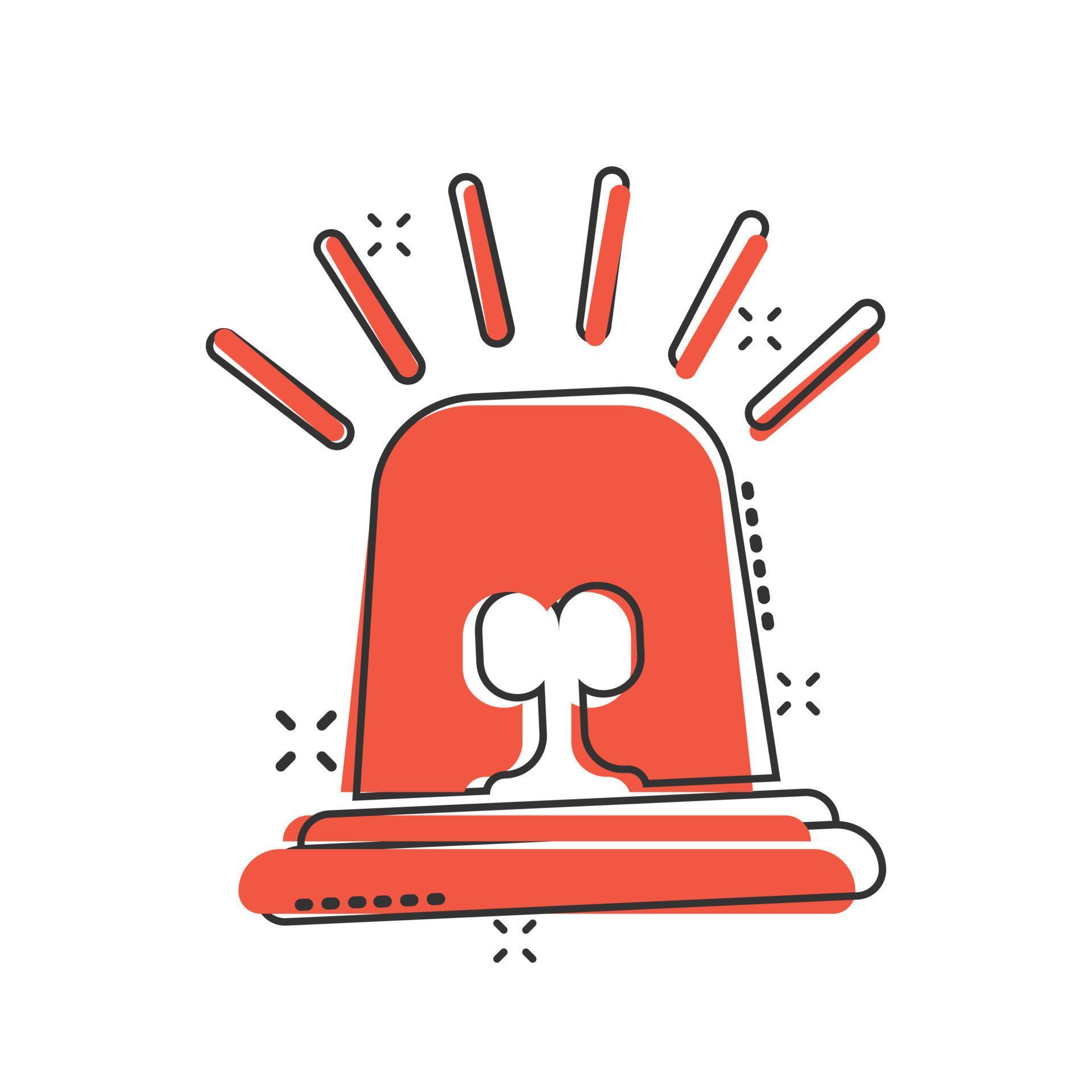 Emergency alarm icon in comic style. Alert lamp cartoon vector ...