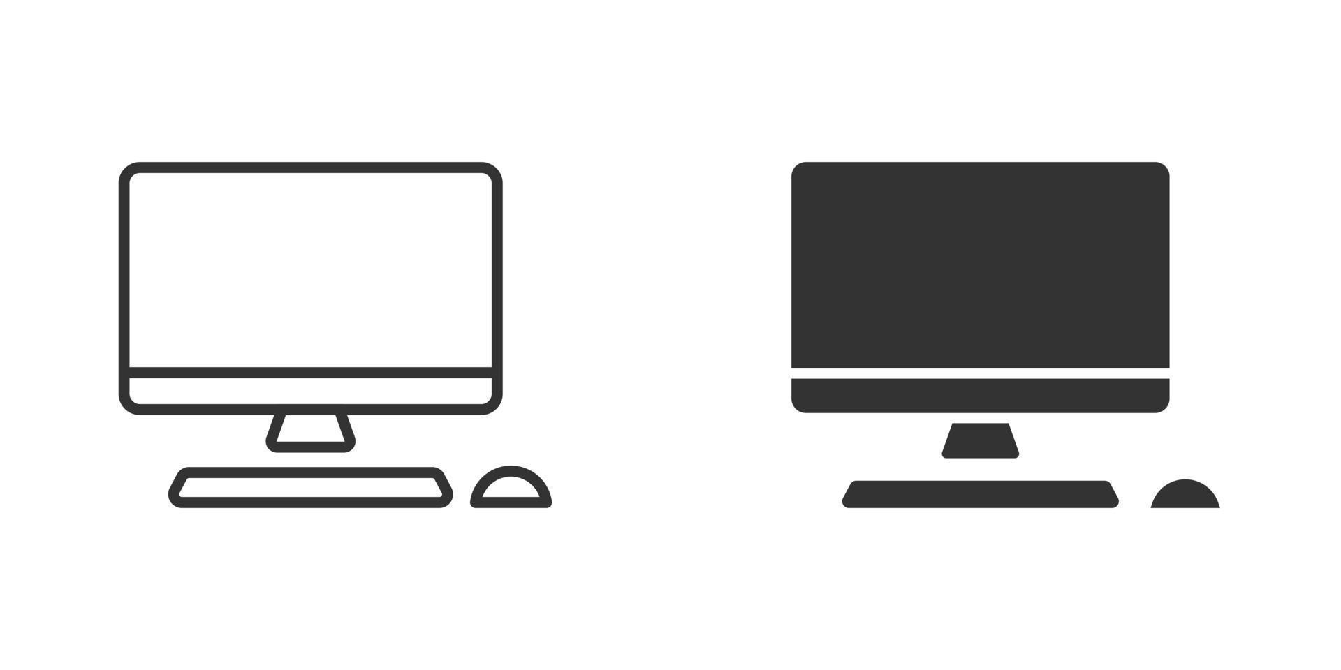 Personal computer in flat style. Desktop pc vector illustration on ...