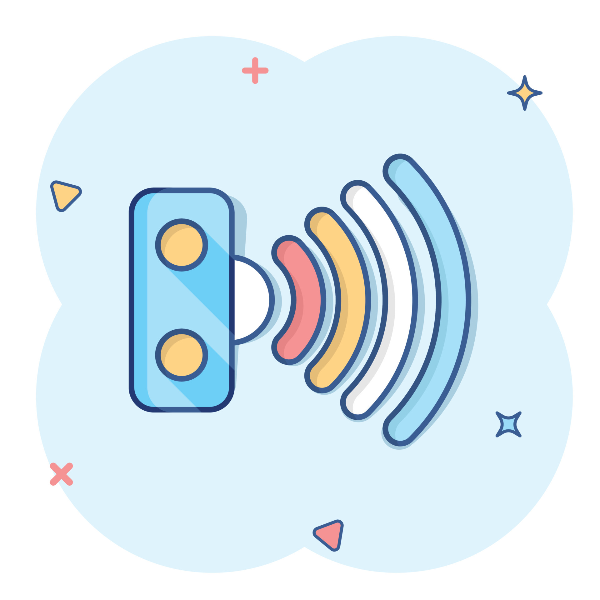 Motion Sensor Icon In Comic Style Sensor Waves Vector Cartoon Illustration Pictogram Security
