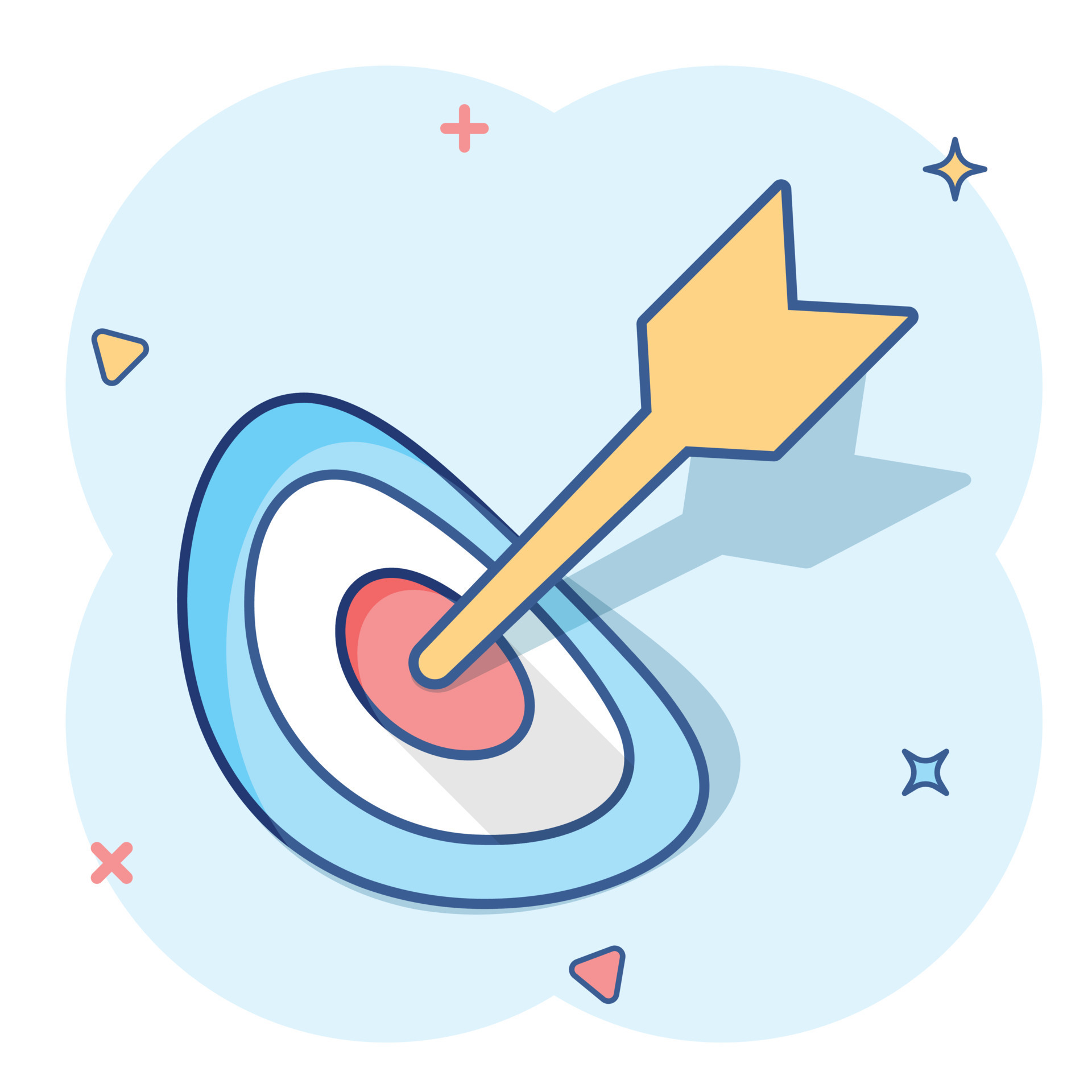 Vector cartoon target aim icon in comic style. Darts game sign ... Vector cartoon target aim icon in comic style. Darts game sign ...