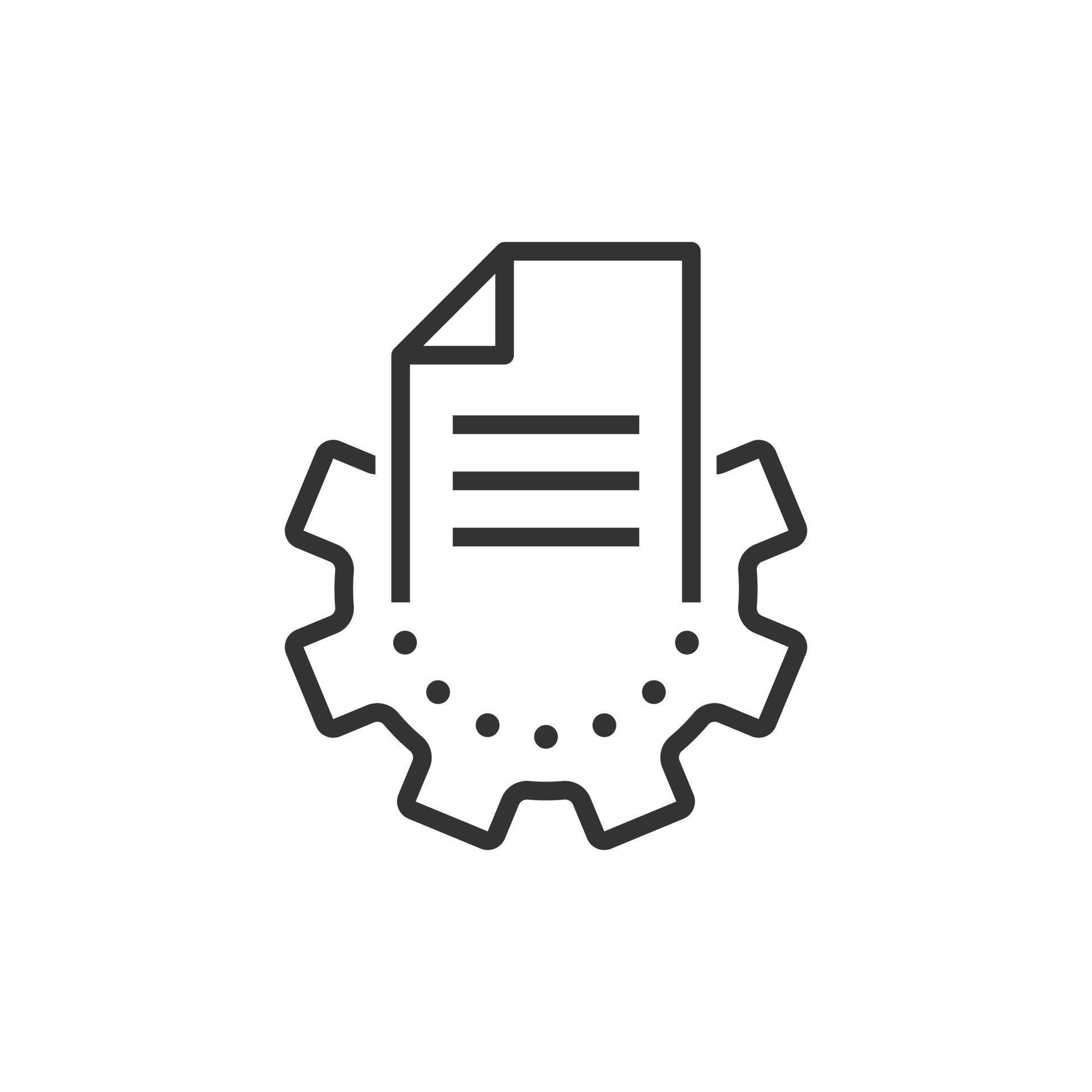 Document with gear icon in flat style. Big data processing vector ...