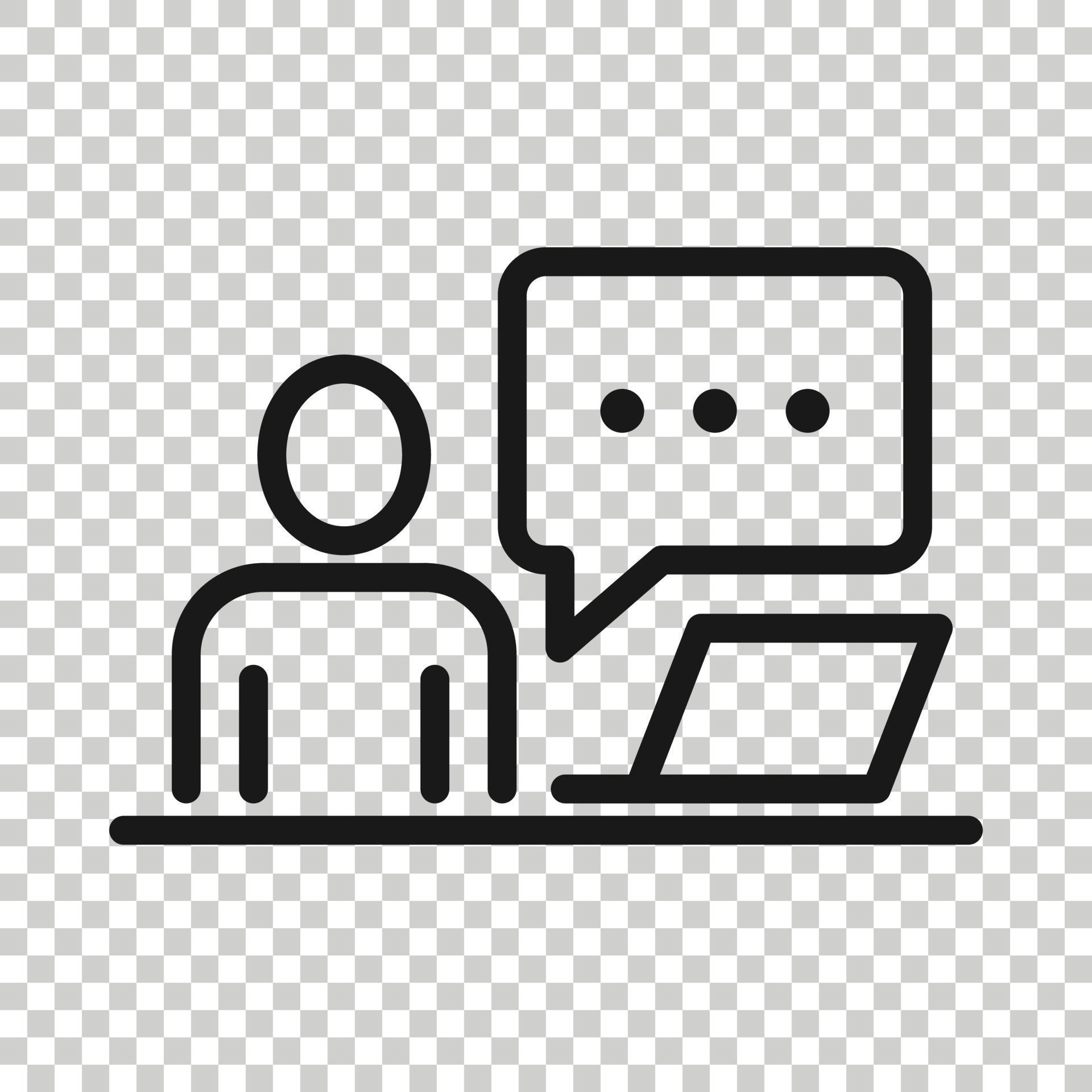 People with laptop computer icon in flat style. Pc user vector ...