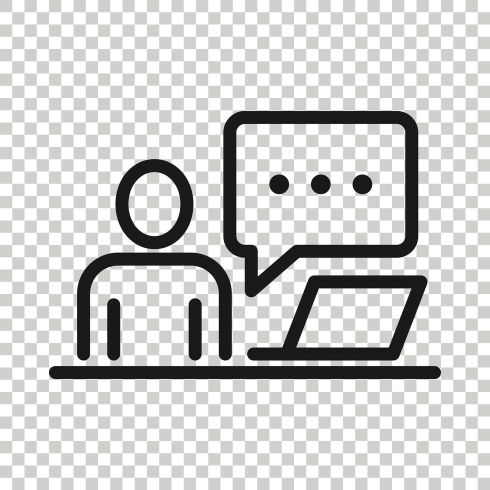People with laptop computer icon in flat style. Pc user vector ...
