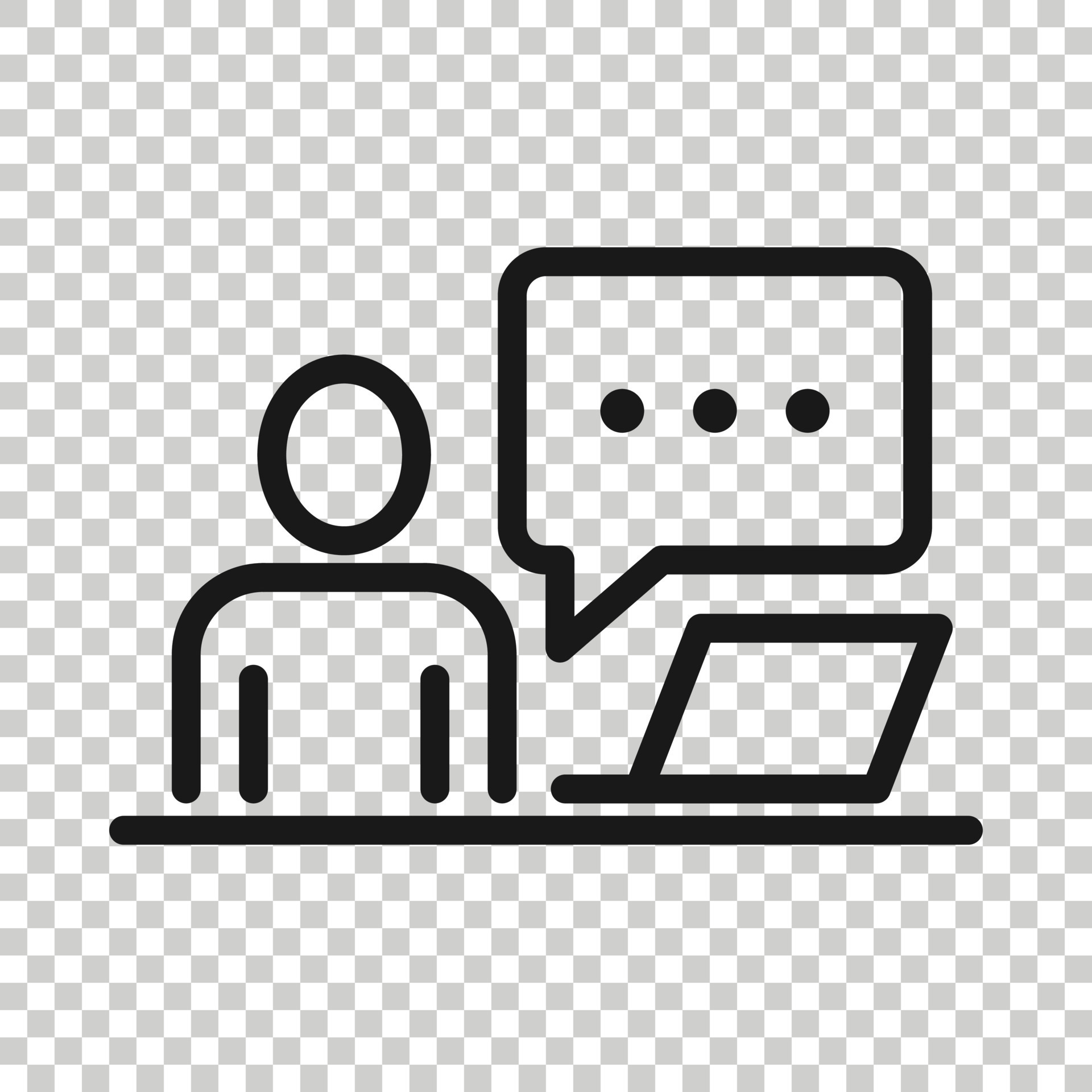 People with laptop computer icon in flat style. Pc user vector ...