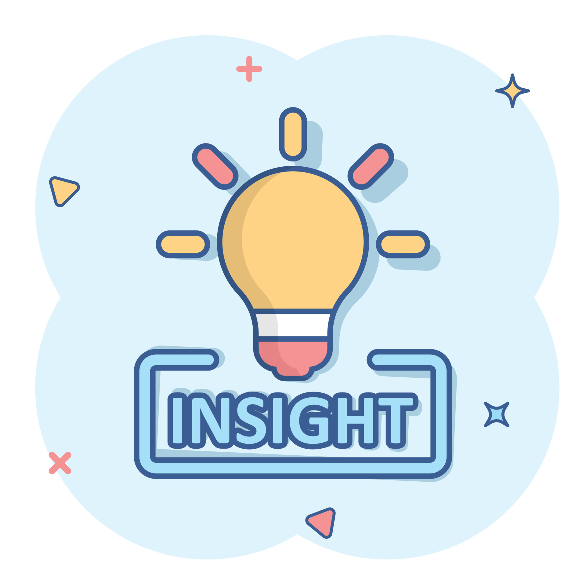 Insight icon in comic style. Bulb vector cartoon illustration on white ... Insight icon in comic style. Bulb vector cartoon illustration on white ...