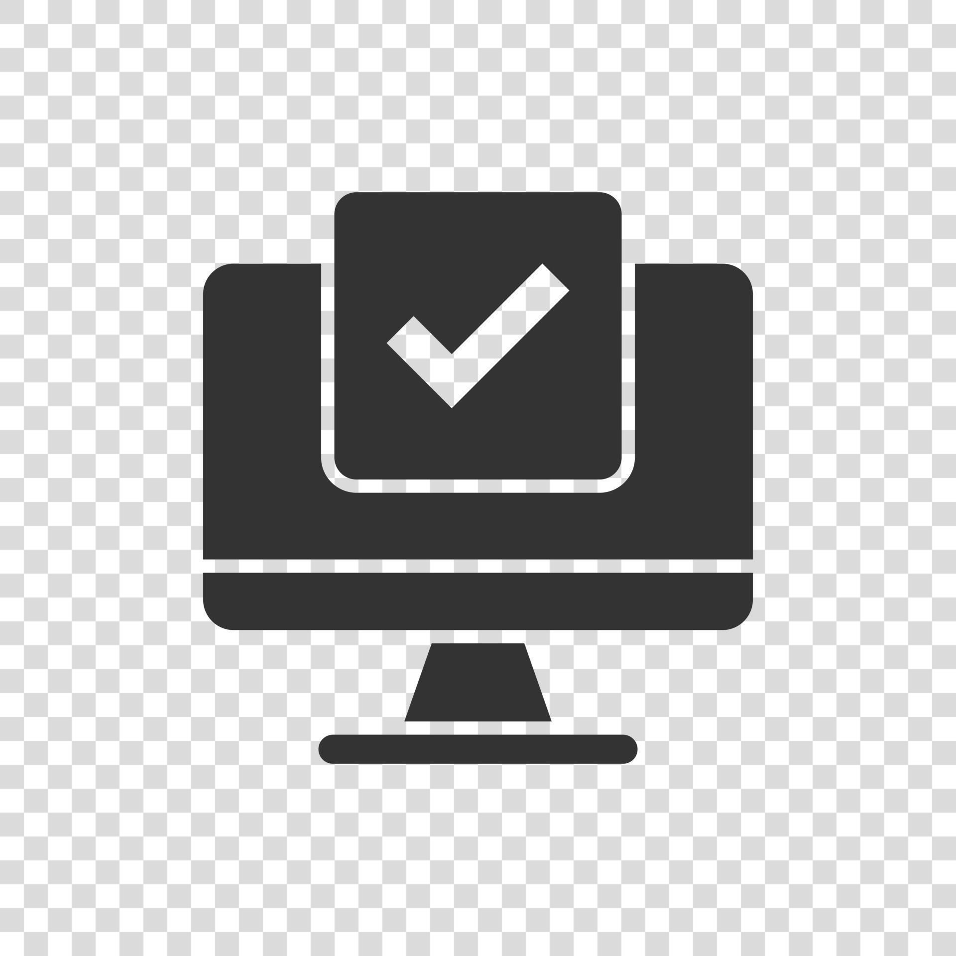 Computer check mark icon in flat style. Survey approval vector ...
